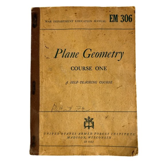 Plane Geometry | Office | Vintage Plane Geometry Book Course One A Self ...